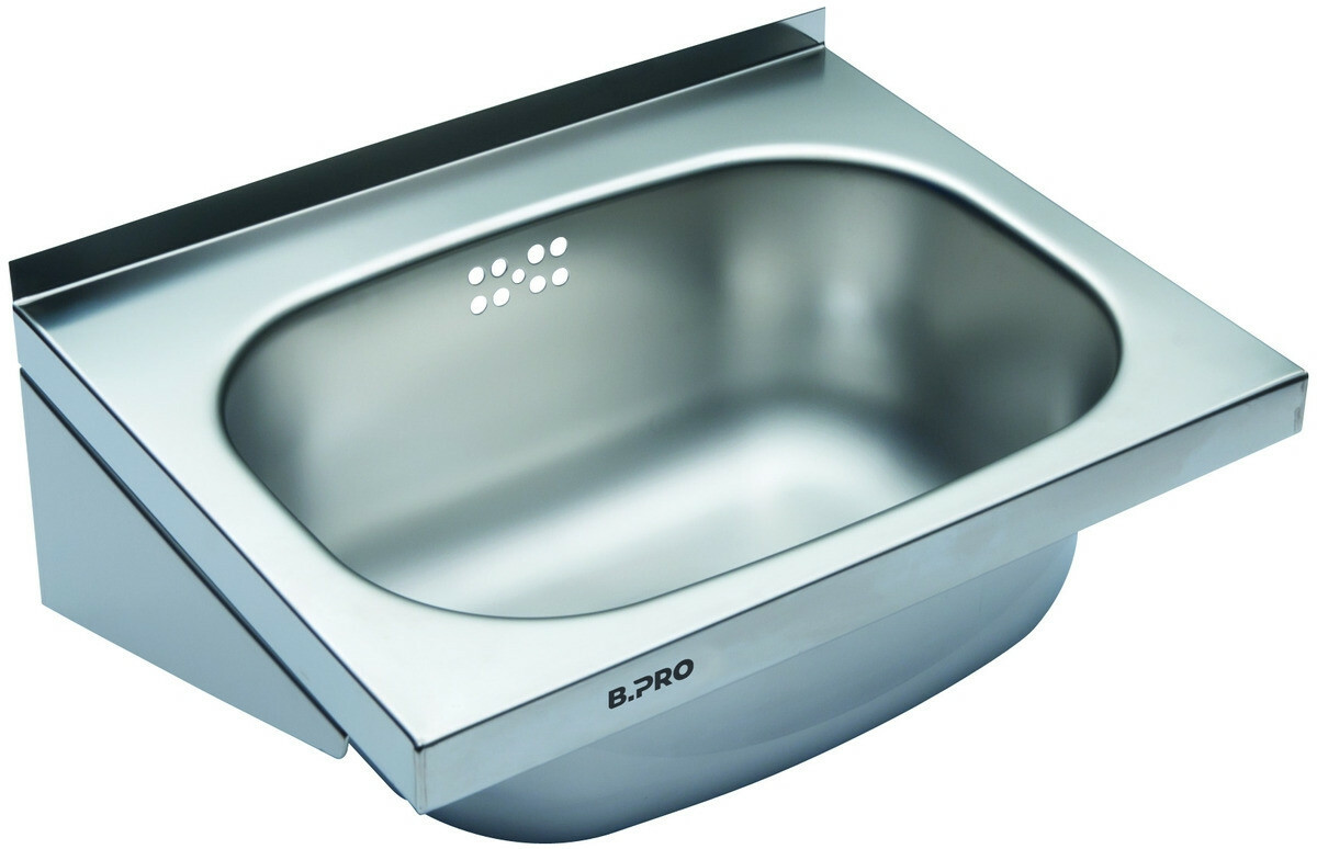 B.PRO Handwaschbecken mit angeschweißten Dreieckskonsolen und Aufkantung | Gastrodax®